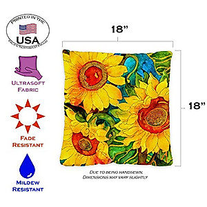 Toland Home Garden Decorative Sunny Sunflowers Summer Fall Autumn Floral 18 x 18 Inch Pillow Case (2-Pack)