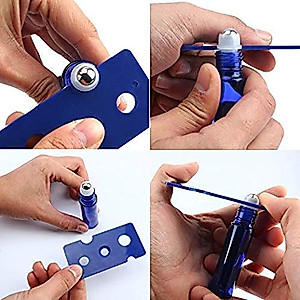 Essential Oil Roller Bottles 63 Pack 10ML Glass Roller Bottle Amber For Essential Oil (4 Opener,6 Dropper, 4 Funnels,192 Label) (Blue)