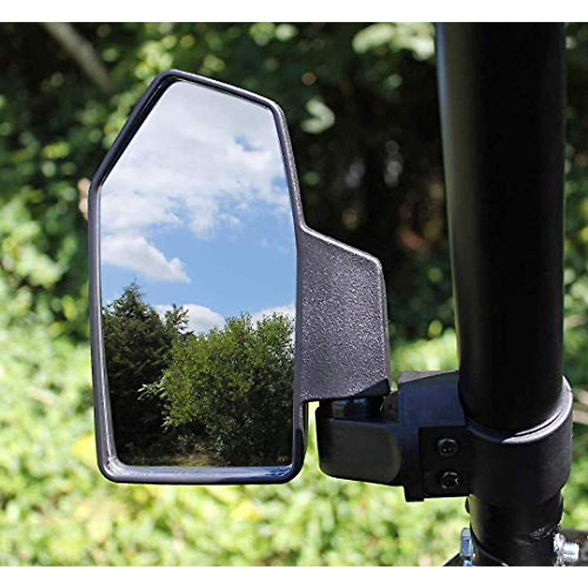 Bevel Engineering UTV Rear View Side Mirror Kit (2 Pack) - Compatible With 1.6" - 2" Round Roll Cage Bar - Break Away & Adjustable - High Impact Shatter Proof Tempered Glass (Driver & Passenger Side)