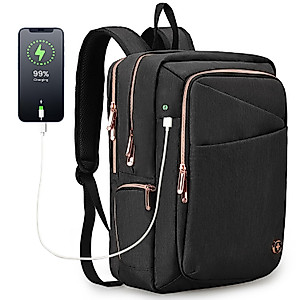 Swissdigital Katy Rose Laptop Backpack Purse For Women，With USB Charging Port Computer Work Backpack ,Fits 15.6Inch Laptop Travel Casual Bag