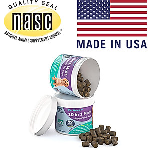 Forticept 10 in 1 Dog Multivitamin Supplement – Glucosamine Chondroitin Green Lipped Mussels for Hip and Joint Support – Probiotics and Digestive Enzymes for Immune and Gut Health - 90 Count (Bacon)