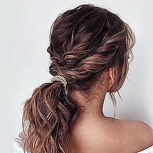 Brinie Pearl Scrunchie White Elastic Hair Ties Rhinestone Ponytail Holders Beaded Hair Elastics Hair Accessories for Women and Girls (Pack of 3)