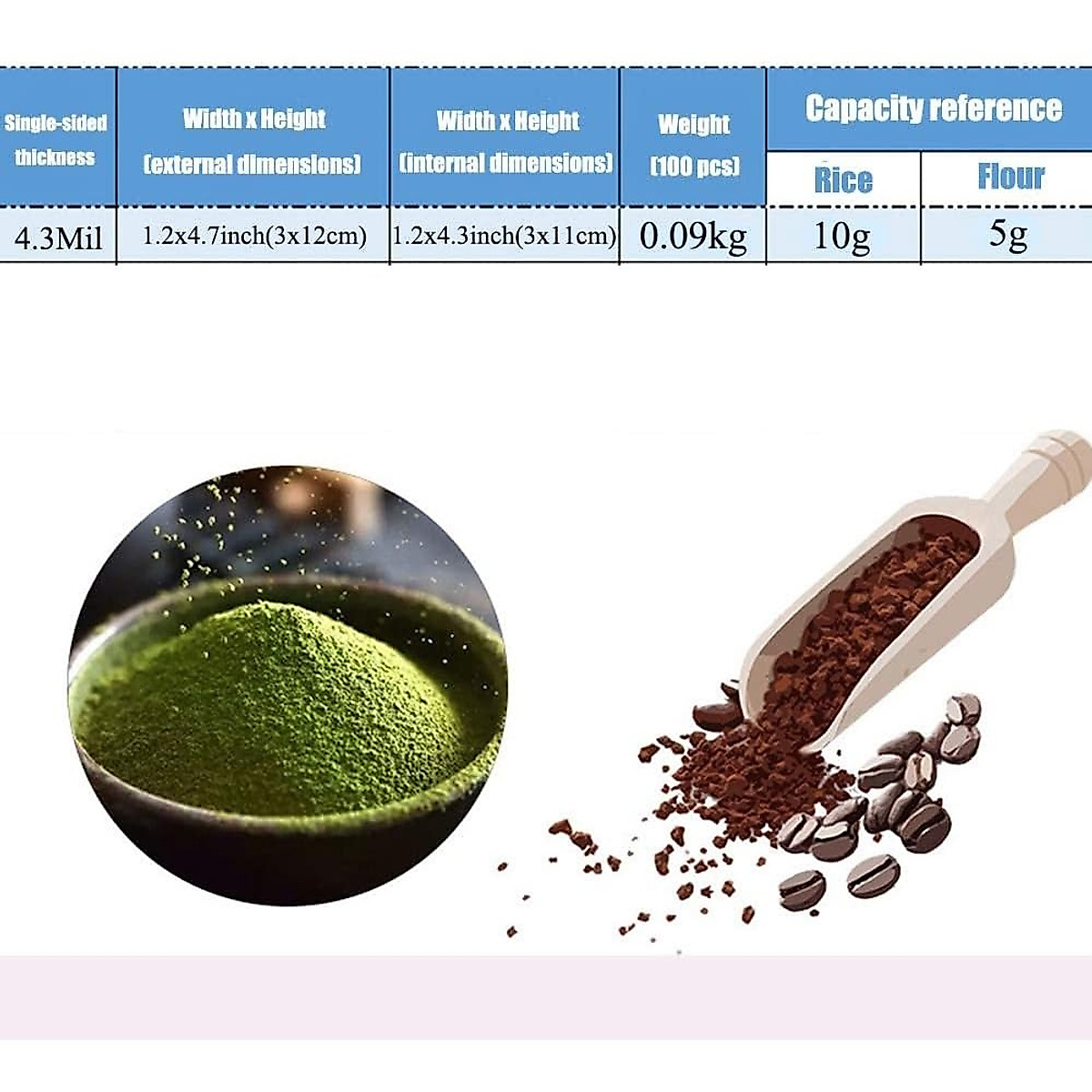 200Pcs Coffee Sugar Bag Heat Seal Aluminum Foil Plastic Bags Matte Colored Ziplock Bags Open Top with Tear Notch Zipper Pouch Food Saver Bag Short Term Food Storage Packaging