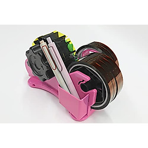 Pink Heat Tape Dispenser Sublimation - Multiple Roll Cut Heat Tape Dispenser 1" & 3"Core Double Reel Cores Sublimation for Heat Transfer Tape, Semi-Automatic Tape Dispenser with Compartment Slots