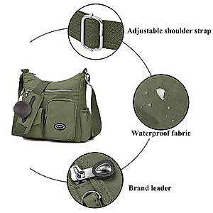 SUKRY Nylon Crossbody Bag for Women with Anti theft RFID Pocket, Waterproof Shoulder Bag Travel Purses and Handbag (Green)