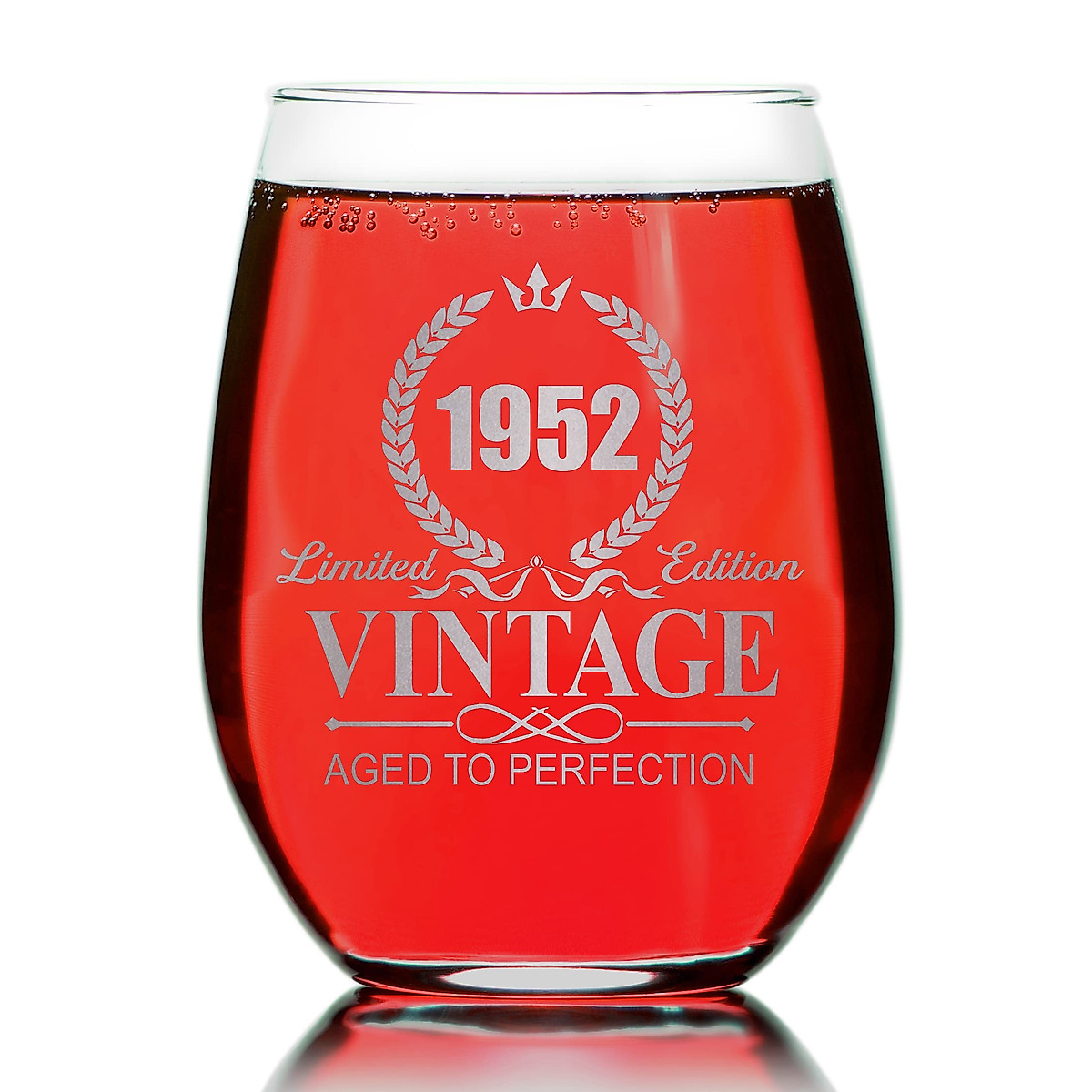 Promotion & Beyond Vintage 1952 Stemless Wine Glass - Funny 70th Birthday Gift For Moms Grandmas Stepmoms Aunts Sisters Wife Friends From Daughter Son Grandchildren Husband Friends