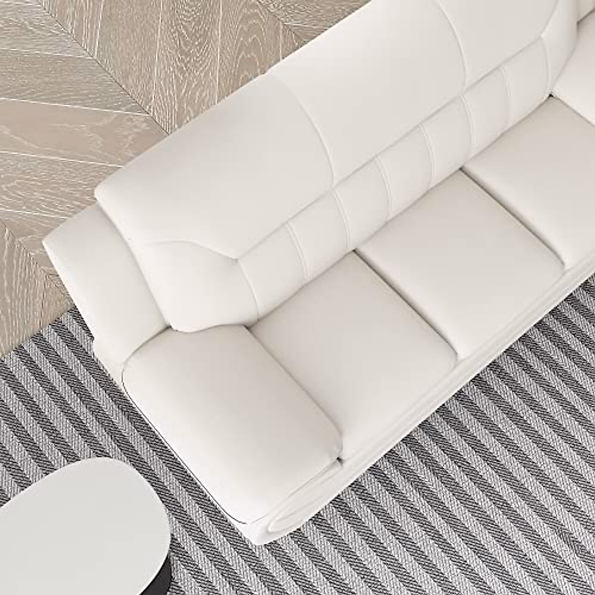 US Pride Furniture Michael Collection Modern Style Faux Leather Couch-Versatile 3 Seater Accent Piece for Living Room, Bedroom or Office-Comfortable Design and Elegant Look, 79" Sofa, Snowy White