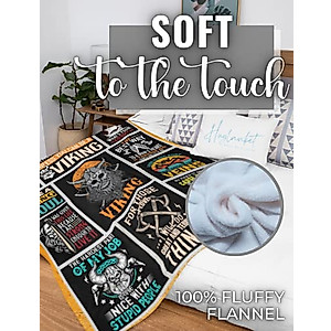 Huglanket Viking Gifts for Men Flannel Blanket Throws, Norse Mythology Viking Themed Throw (50"x 65") for Viking Friends Dad Grandpa Uncle on Father's Day, Birthday, Christmas - Viking