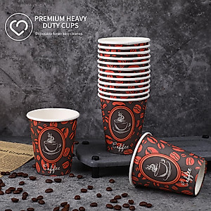 Tsyware 100 Pack Quality Disposable Paper Hot Coffee Cups, Perfect For Hot Drinks Tea & Coffee, Coffee Shops And Bars (10 oz)