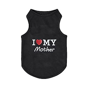 QWINEE Dog Love Mom Dad Letter Print Tank Top Dog Vest Cat Dog Puppy Tee Shirts Clothes for Small Dogs Kitten Kitty Black A XS