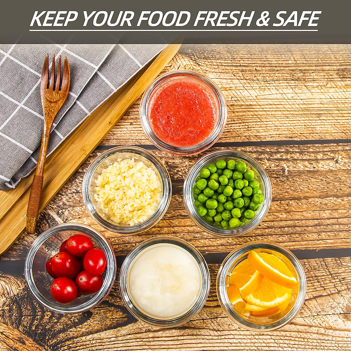 CZUMJJ 4 oz Circular Glass Food Storage Containers Set of 24, Small Containers with Locking Lids, Airtight Glass Food Jars for Food Portion, Snacks | Freezer, Microwave & Dishwasher Safe