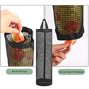 Plastic Bag Holder, 4 Pack Grocery Bag Holder for Plastic Bags, Mesh Hanging Storage Bag Dispenser Shopping Bag Holder Trash Bags Grocery Bag Organizer
