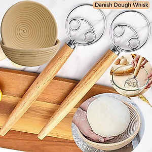 GUXVNE 16PCS Bread Proofing Basket Kit,9 In Round Sourdough Proofing Basket,Proofing Set,Sourdough Bread Baking Supplies with Dough Whisk,Linen Liner,Dough Scraper,Bread Lame,Silicone Bread Sling