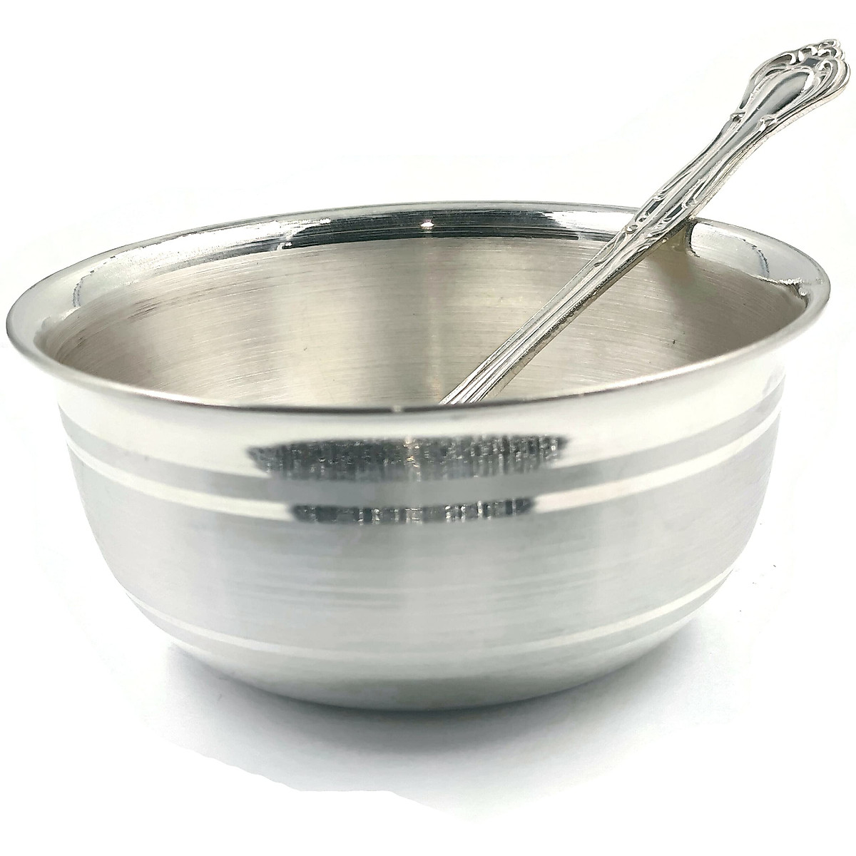 Balaji 999 Pure Silver 3.5 inch Bowl & Spoon - 3.5-inch Set#01