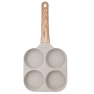 MIUGO Four-Cup Fried Egg Pan, Medical Stone Non-Stick Frying Pan for Breakfast,Divided Egg Skillet Suitable for Gas Stove and Induction Cooker (3-inch eggs)