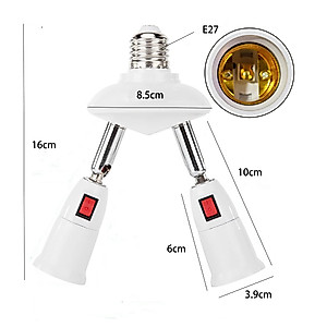 CLWHJ-360 Degrees Adjustable 2 in 1 E26/E27 Splitter Socket Adapter. E26/E27 Standard LED Bulbs 360 Degrees Adjustable 180 Degree Bendable Max Watt 120W (2 in 1)