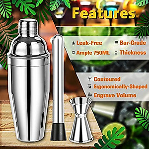 BestGK Bartender Kit Cocktail Shaker Set, Perfect Home Bartending Kit with Stylish Stand, 25oz Stainless Steel Martini Shaker with Cocktail Recipes Booklet