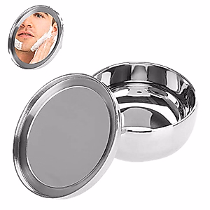 Shaving Soap Bowl, Universal Men Stainless Steel Beard Shaving Soap Bowl Shaving Mug Container With a Mirror