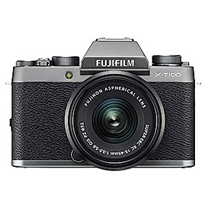Fujifilm X-T100 Mirrorless Digital Camera w/XC15-45mmF3.5-5.6 OIS PZ Lens - Dark Silver (Renewed)
