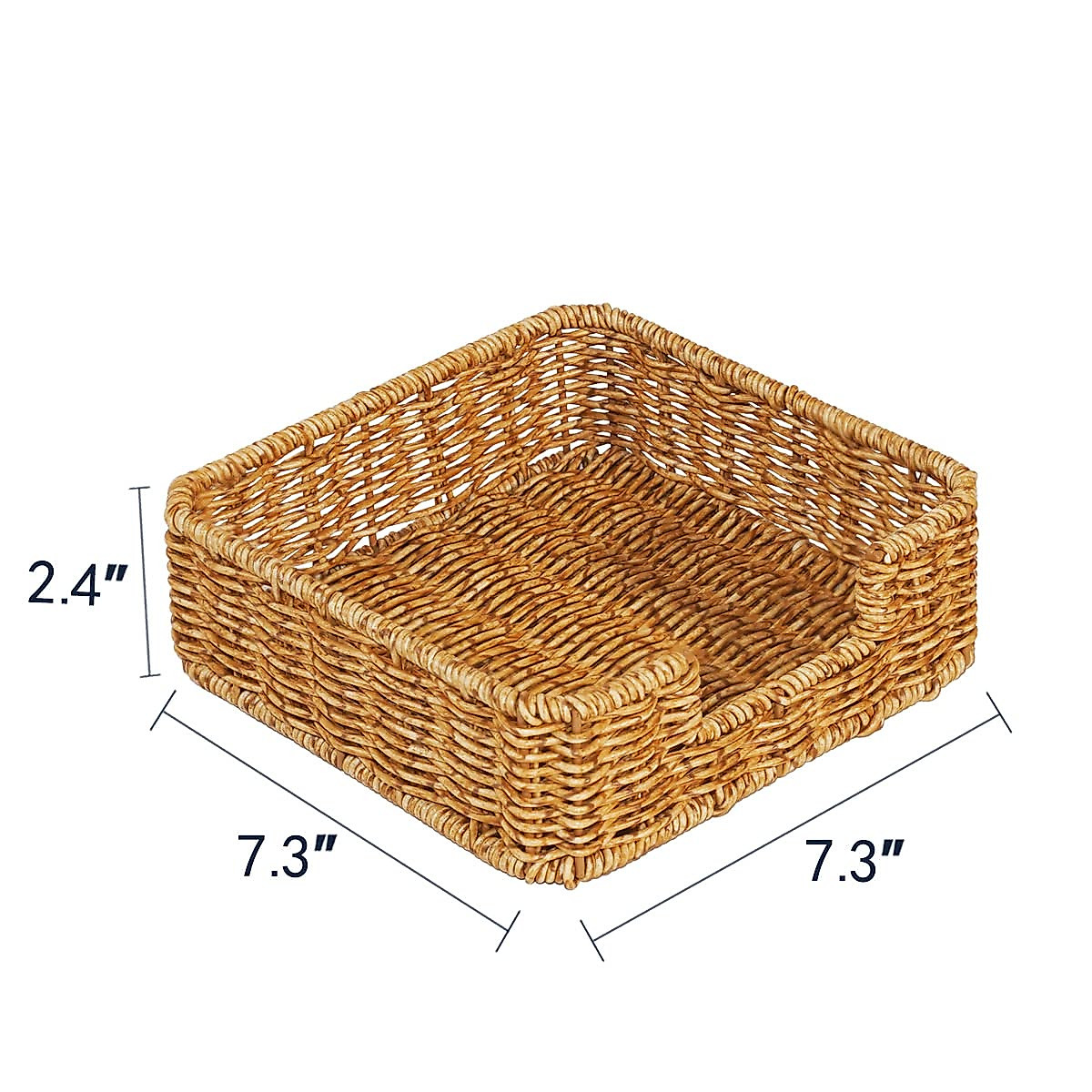 Aevtih Rattan Napkin Holder Woven Guest Towel Holder for Restaurant/Kitchen/Bathroom 7.3" x 7.3" x 2.4" (Dark Yellow)