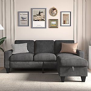 Youmumeub Sectional Sofa, L Shaped Couches for Living Room with Movable Ottoman Small Snowflake Sofas Modular Furniture Set for Apartment Small Space Loft