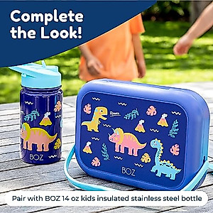BOZ Bento Box for Kids - Kids Bento Lunch Box for Ages 3 to 7 – Toddler Lunch Box for Daycare – Leak Proof 4 Compartments Kids Lunch Container – Dishwasher Safe Kids Bento Box – Dinosaur Lunch Box