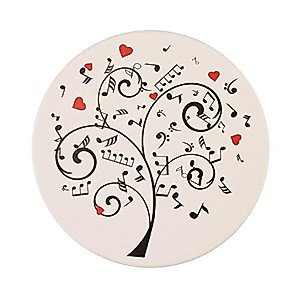 Coasters for Drinks Absorbent, Marble Coasters, Haina Drink Coaster Set of 4 - Music Style Home Decor Stone Coasters with Cork Backing Unique Present for Friends, Men, Women, Home, kitchen, - White