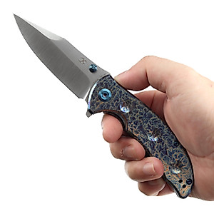 KANSEPT Rei Pocket Folding Knives for Men EDC Pocket Knife 3.3'' Satin CPM 20CV Blade Excellent Folding Knife with Titanium Lightning Strike Finish Handle EDC K1061A4