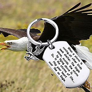 FUSTMW Eagle Gift for Scouts Keychain Scouts Leader Gift Court of Honor Gift (silver)