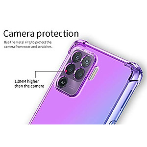 Chengmi ZMONE Phone Case for Oppo Reno 5 LiteOppo A94 4G F19 Pro Case with Screen Protector 2 Pack, Clear Gradient Soft TPU Bumper Slim AntiScratch Shockproof Protective Cover BluePink