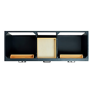 ARIEL Double Vanity 61" Midnight Blue with 1.5" Edge Italian Carrara Marble Countertop & Splash, Oval Sinks, 4 Soft Closing Doors, 6 Full Extension Dovetail Drawers, Toe Kick, Matte Black