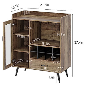 SogesGame Wine Cabinet Bar Cabinets for Liquor Wine Storage Rack Liquor Cabinet Bar Wine Cabinet for Liquor, Freestanding Wine Rack Buffet and Sideboards with Glass Holder for Living Room, Dining Room