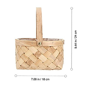 EXCEART Rattan Storage Portable Handmade Container Storage Basket Easter Eggs Container Houseware Wooden Woven Storage Basket with Handle (Small)