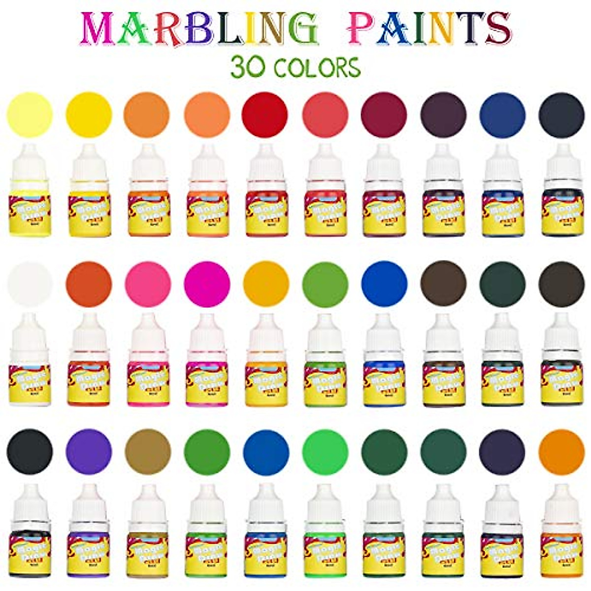 Marbling Paint Kit for Kids, Water Marbling Paint Set, Arts and Crafts for Girls & Boys Ages 6-12, 30 Colors, Ideas for Kids Activities Age 4 5 6 7 8 9 10 Marble Painting