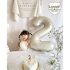 40 Inch Cream Sand White Number 1 Balloon Large Size Jumbo Digit Mylar Foil Helium Balloons for Birthday Party Celebration Decorations Graduation Anniversary Baby Shower Photo Shoot