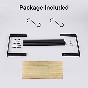 TocTen Towel Racks for Bathroom, Wall Mounted Towel Storage Rack, Wall Towel Rack with Wooden Shelf Can Holds 3 Large Towels, Rolled Towels Storage Organizer for Small Bathroom (Black, 16 Inch)