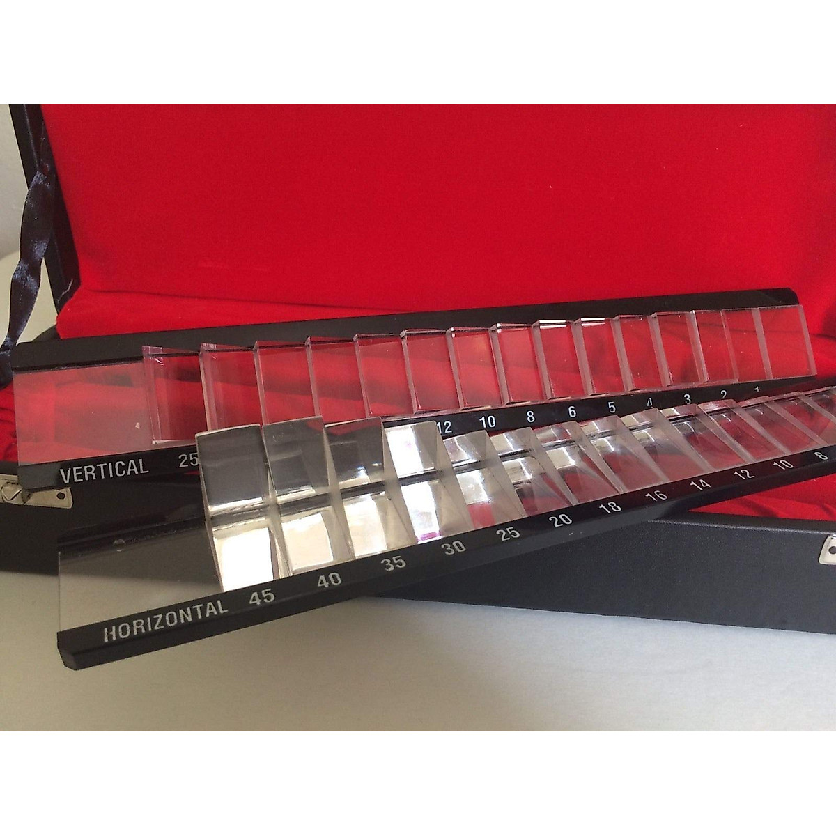 Prism Bar Ophthalmic Vertical & Horizontal Set in a Secured Case