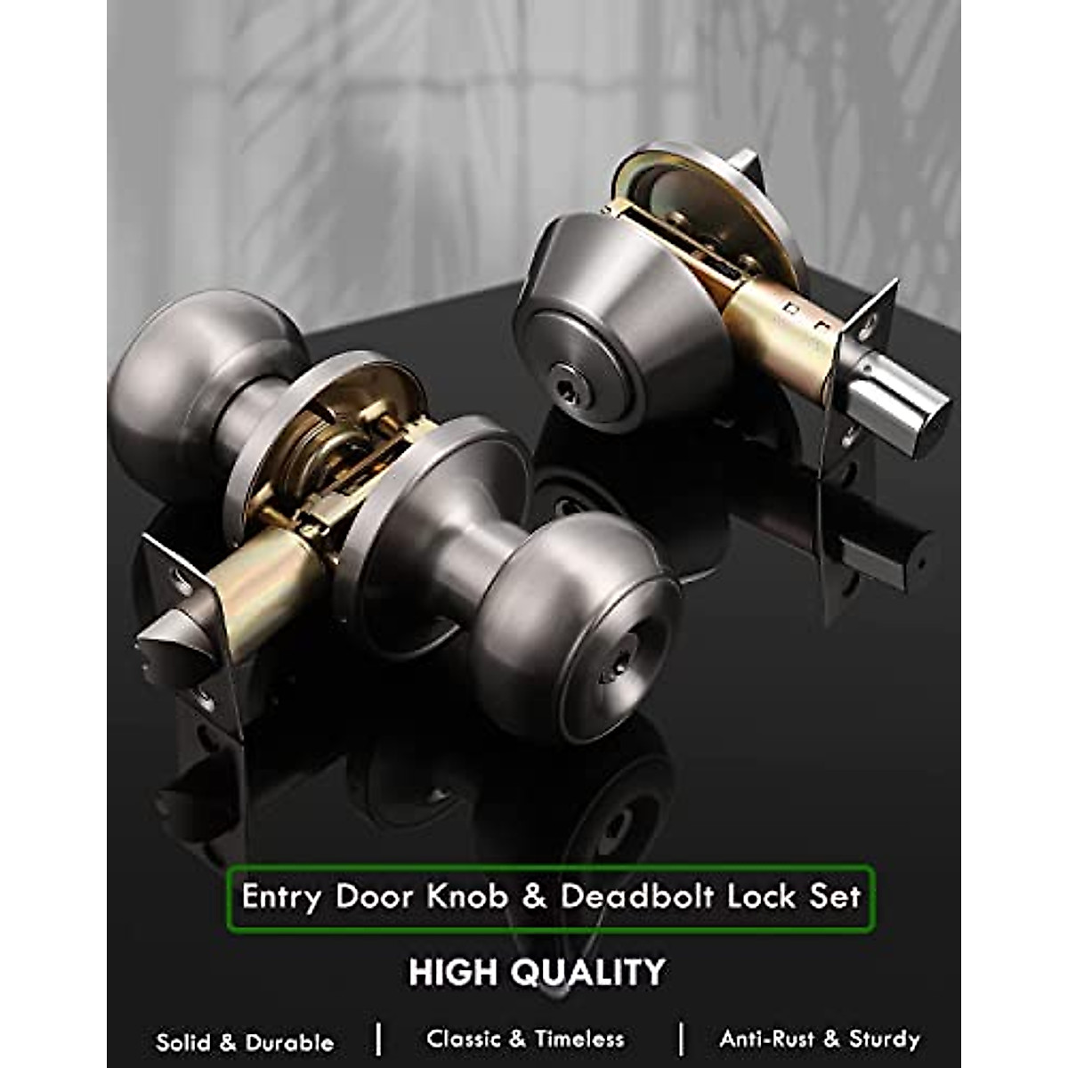 home improvement direct 3 Pack Keyed Alike Deadbolt and Door Knob Set, Satin Nickel Door Lock Combo Set with Deadbolt for Front Door