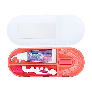 SmileKontainer Slimline Retainer Case: Compact Dental Travel Case for Aligners, Toothbrush and Accessories - Built-in Mirror for Easy Insertion Anywhere - Compatible with All Clear Aligners