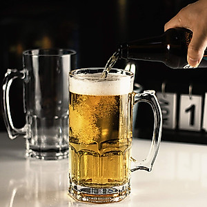 35 OZ Beer Mugs,Heavy Large Beer Glasses with Handle,Classic Beer Mug glasses,Style Extra Large Glass Beer Stein Super Mug