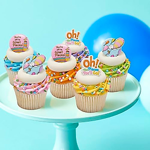 DecoPac Oh, the Places You'll Go! Cupcake Rings, 24 Dr. Seuss Cupcake Decorations For Graduation, Wedding, Birthday, Food Safe Cake Toppers – 24 Pack