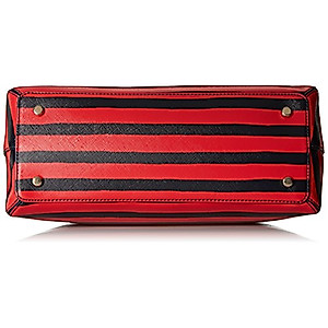 kate spade new york Julia Street Stripe Maise Satchel Bag, Rich Navy/Cherry Liqueur, One Size