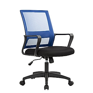 PayLessHere Office Chair Computer Chair Ergonomic Mesh Chair Mid-Back Home Office Swivel Chair Modern Desk Chair with Wheels Armrests Lumbar Support (Blue)