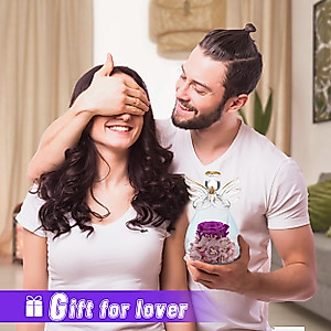 ANLUNOB Birthday Gifts for Women, Preserved Long-Lasting Real Flowers Rose Gifts in Glass Angel Figurines, Angel Rose Gift for Mom Grandma,Anniversary Wedding Christmas, Thanksgiving Day Gift for Her