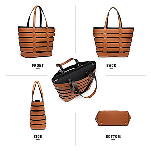 2Pcs Women Tote Handbag Oxford Cloth Purse Top Handle Work Bag Large Capacity Shoulder Bag For Work(Black)