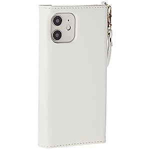 Glow Co, Ltd. 405-1-03 iPhone 12 with Strap, Multi-Functional Storage, Notebook Type Case, White, Tempered Glass & Stylus Pen Included