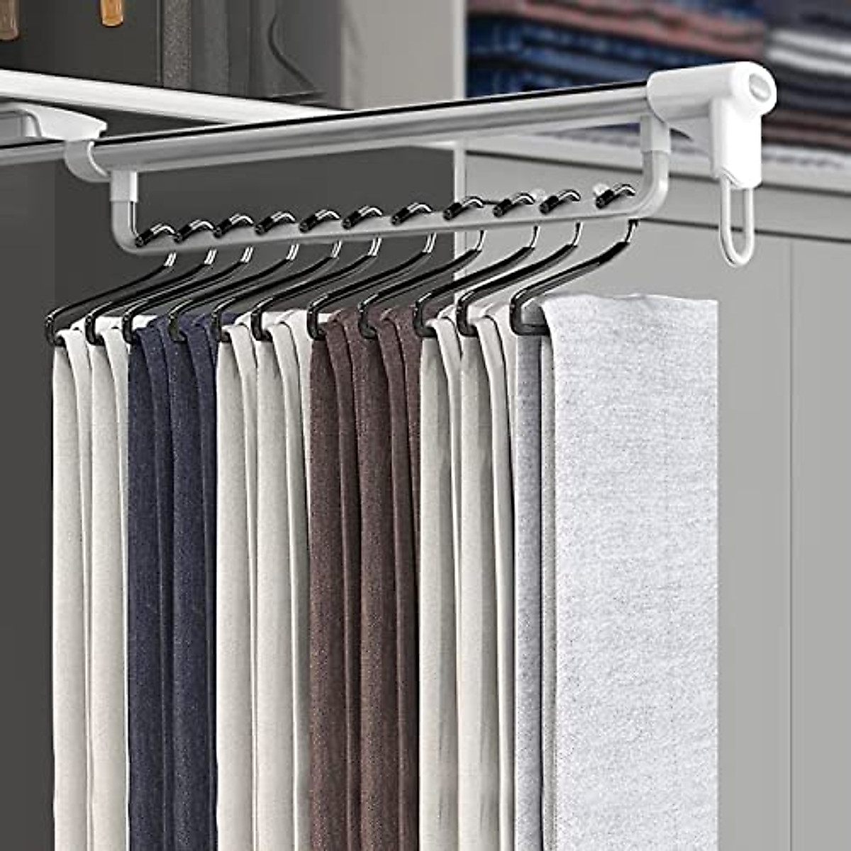 Extendable Clothes Rail - Sliding Wardrobe Closet Rod, Adjustable 25-46 Cm Wardrobe Rail Metal with Slide Rail, Extendable Clothes Rail Closet Rail White, 25Kg Load Capacity (Size : 40cm/15.