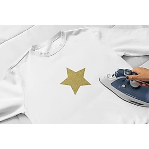 Star Iron On Decal, 4th of July Vinyl Patches, DIY Crafts, HTV Vinyl Shape Symbol, Pick from 9 Size Options, Glitter or Plain Colors, Iron-On Almost Anything in 5 Min (Neon Yellow Glitter)