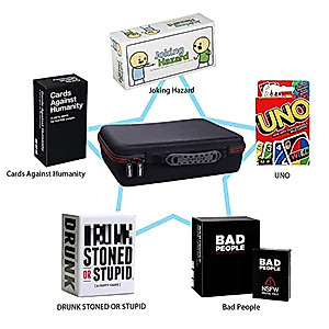 LTGEM EVA Hard Portable Travel Case for Card Games. Hold up to 1600 cards with 6 Moveable Dividers (2 Row) - Black