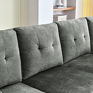 UBGO Modular Sofa Set for Living Room,Sectional Sofa & Couches,4-Seat Sectional Sofa with Reversible Chaise L Shaped Sofa Couch Furniture Sets Sectional Couch with Storage Ottoman-Gray